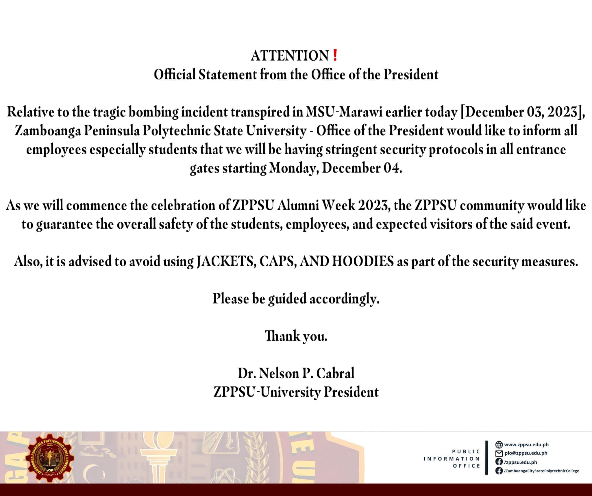 ATTENTION ZPPSU COMMUNITY | Zamboanga Peninsula Polytechnic State ...