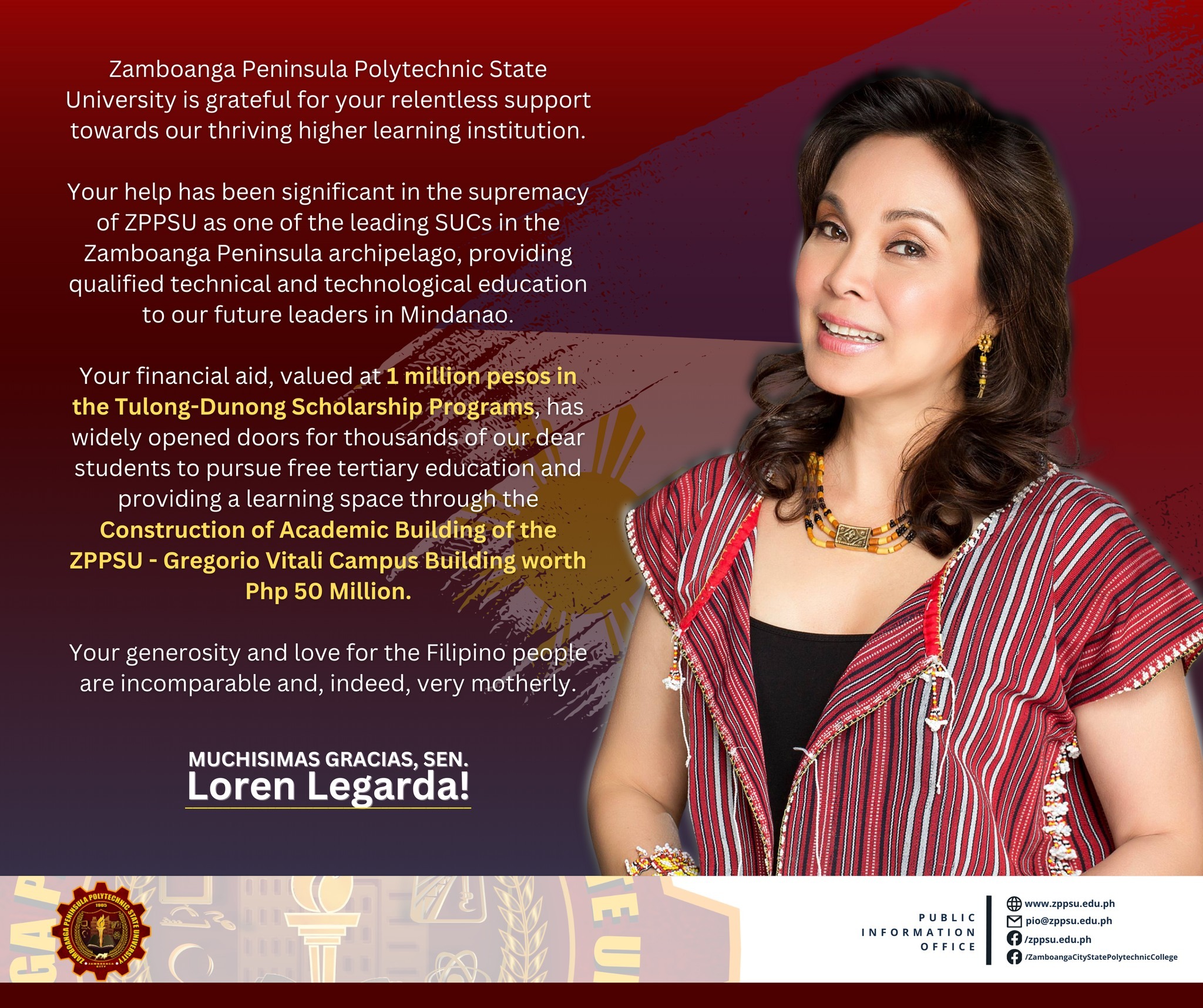 GRACIAS SEN. LEGARDA | Zamboanga Peninsula Polytechnic State University