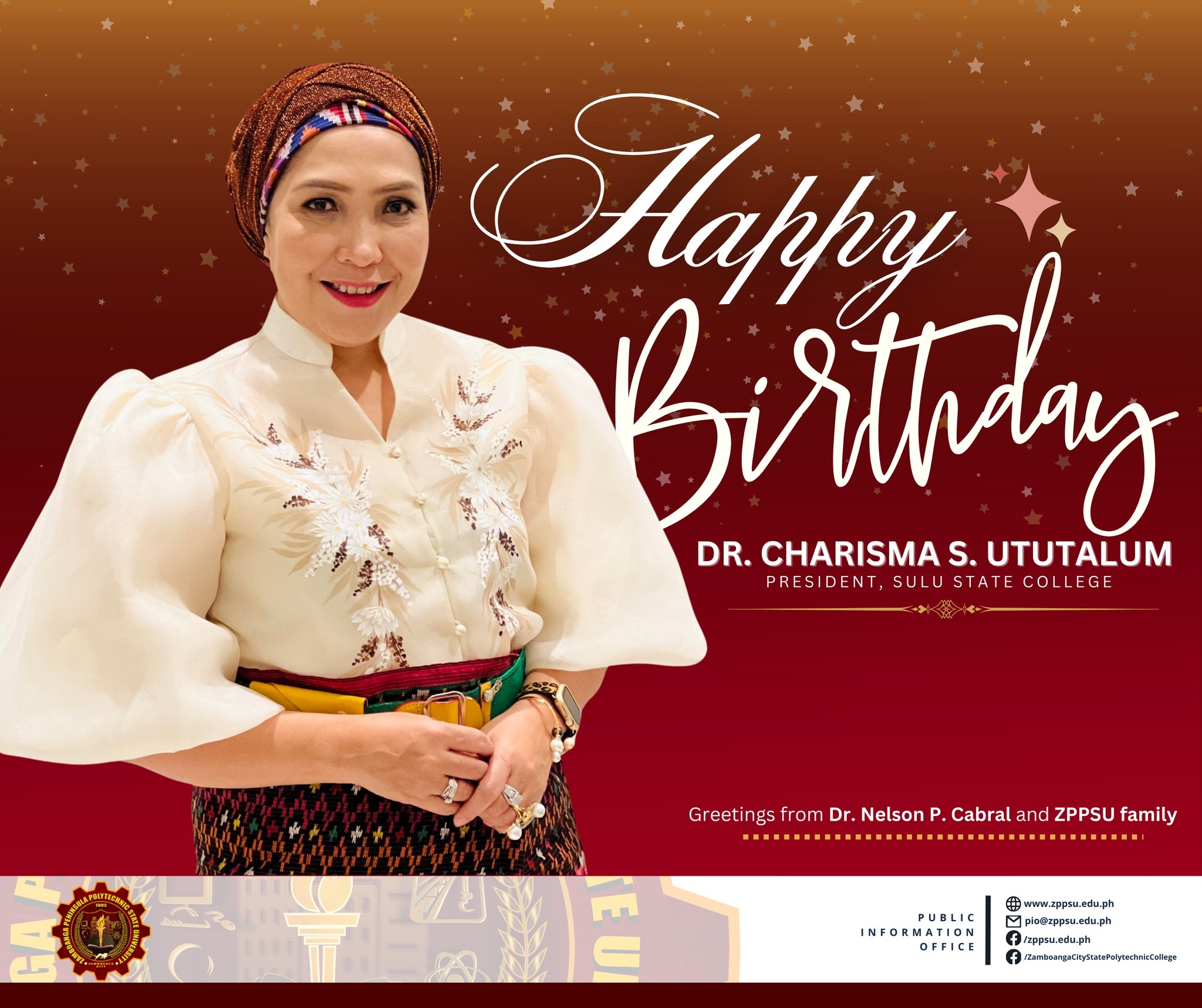Happy Birthday Dr. Charisma Ututalum | Zamboanga Peninsula Polytechnic State University