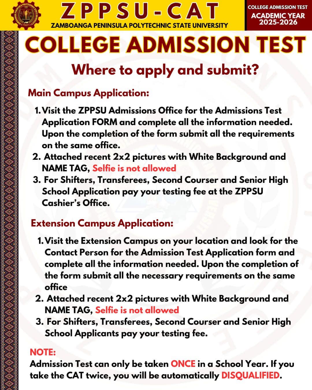 ZPPSU IS STILL ACCEPTING APPLICANTS FOR COLLEGE ADMISSION TEST SY 2025 ...